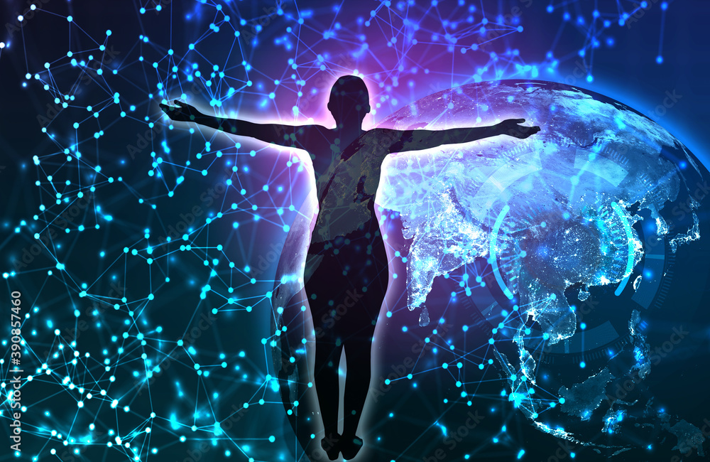 Human essence in the image of a girl's silhouette against the ...