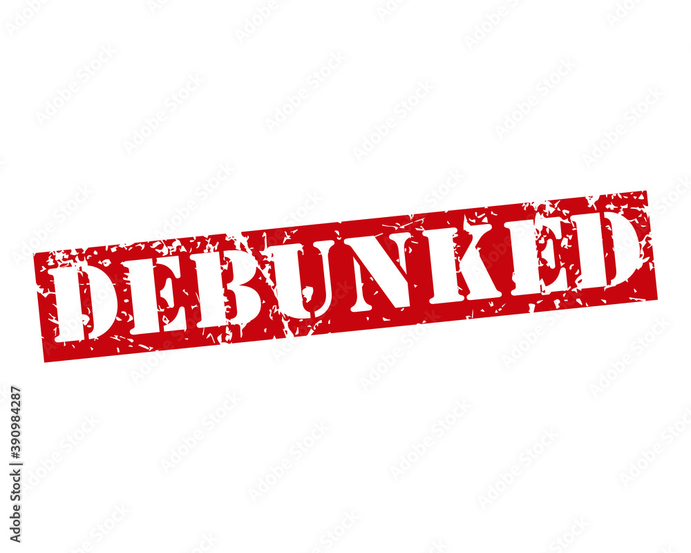 Vetor Debunked rubber stamp icon. Grunge style texture. Red vintage ...