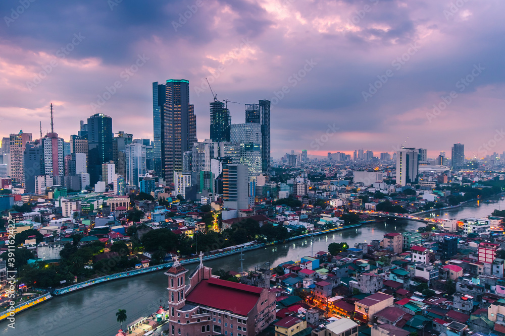 Makati, Metro Manila, Philippines - A gloomy twilight scene of Makati ...
