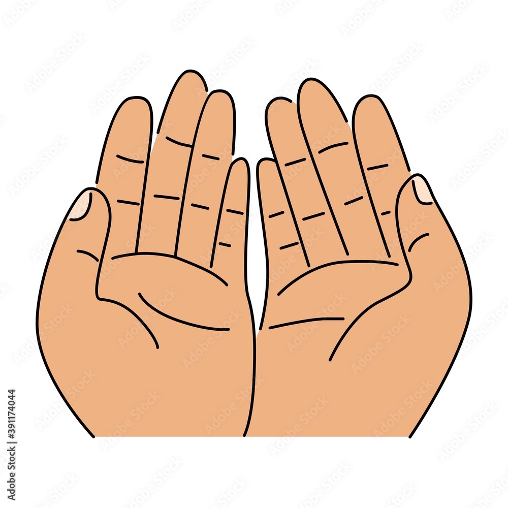 Muslim Hand praying, Isolated on white background. Cartoon Vector ...
