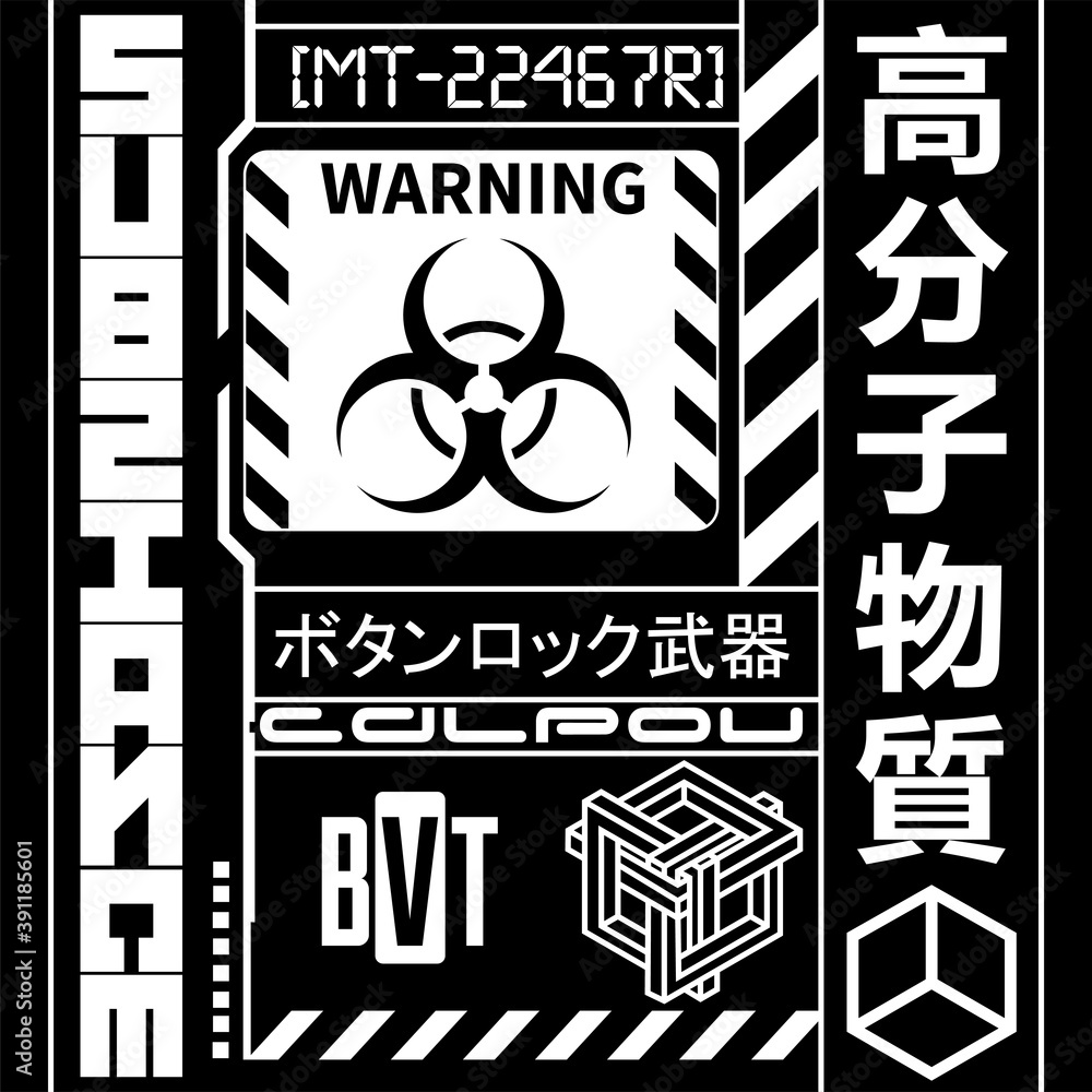 Cyberpunk Futuristic Pattern Texture. Symbols and text in Cyberpunk ...