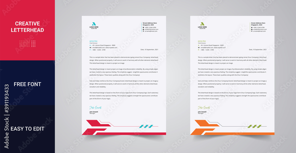 Professional Letterhead Template, Modern Business Letterhead Design ...