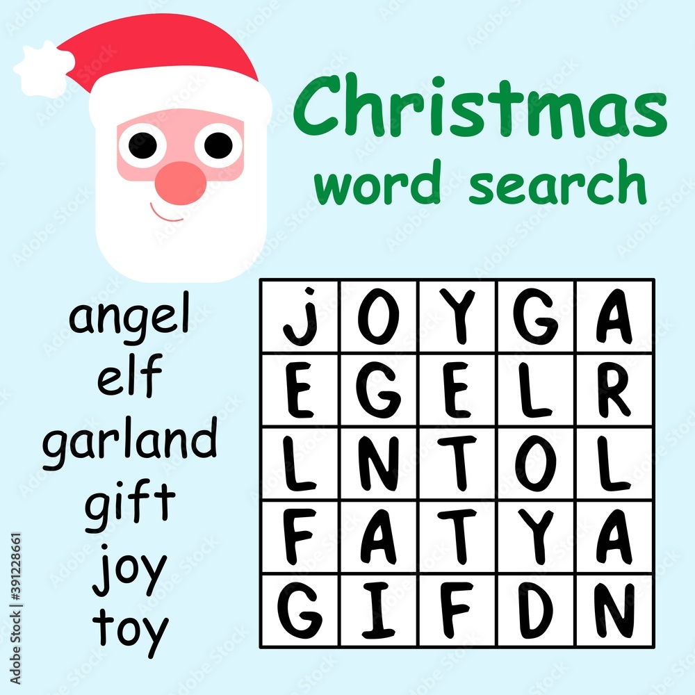 Funny Christmas word search puzzle for kids stock vector illustration ...