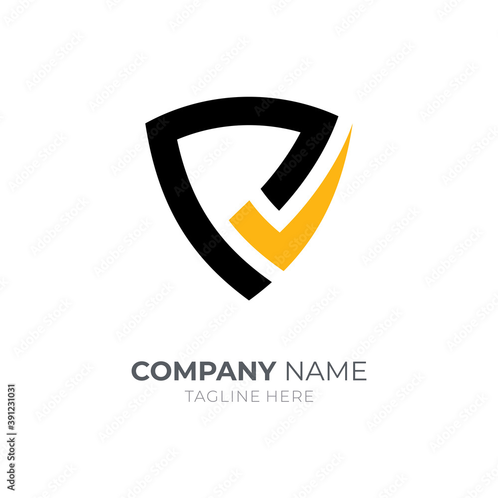 Shield letter p logo. Security check emblem badge logo template ...