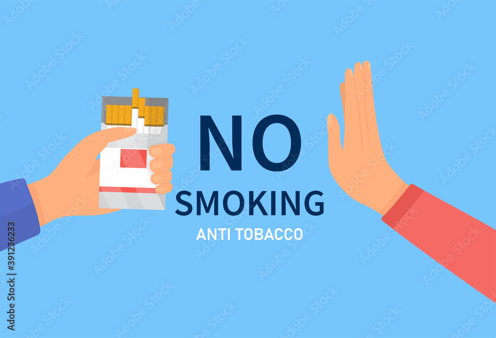 No smoking concept. Stop smoking concept. Persons hand refusing ...