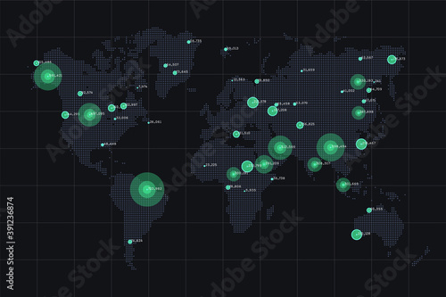 World Map Big Data Visualization Abstract Data On Map Global Activity