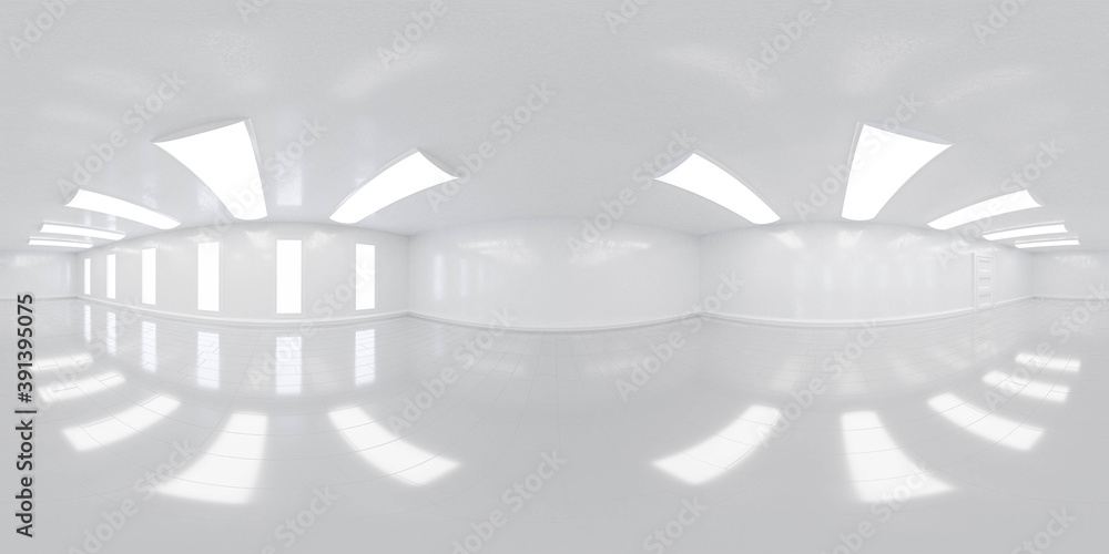 360 panorama hdr style white room 3d render illustration vr equi ...