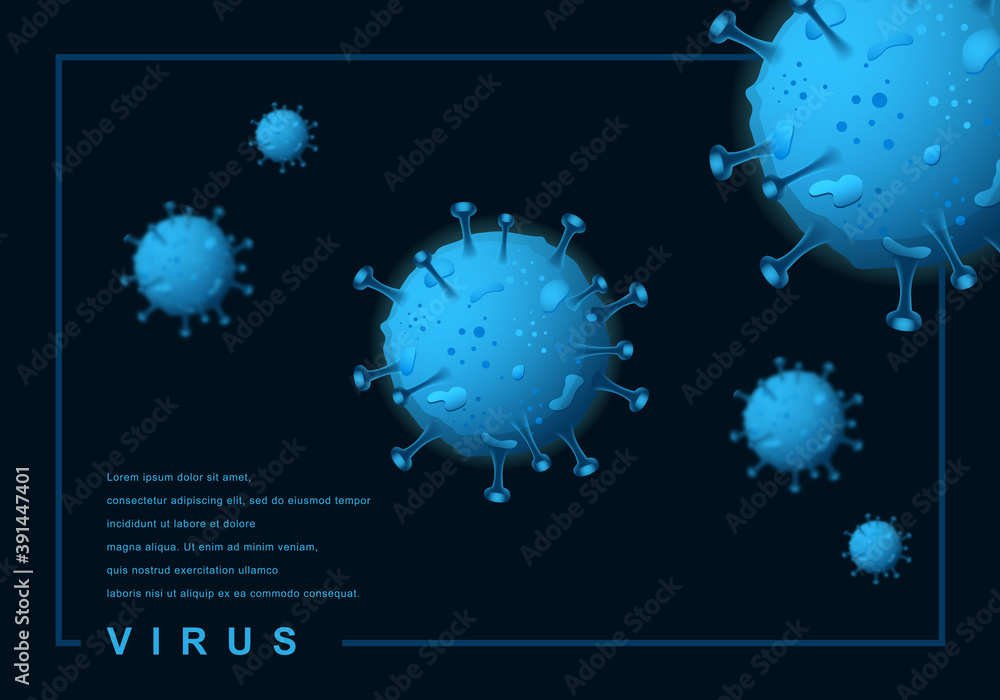 virus or bacteria with blue background. Virus allergy bacteria, medical ...