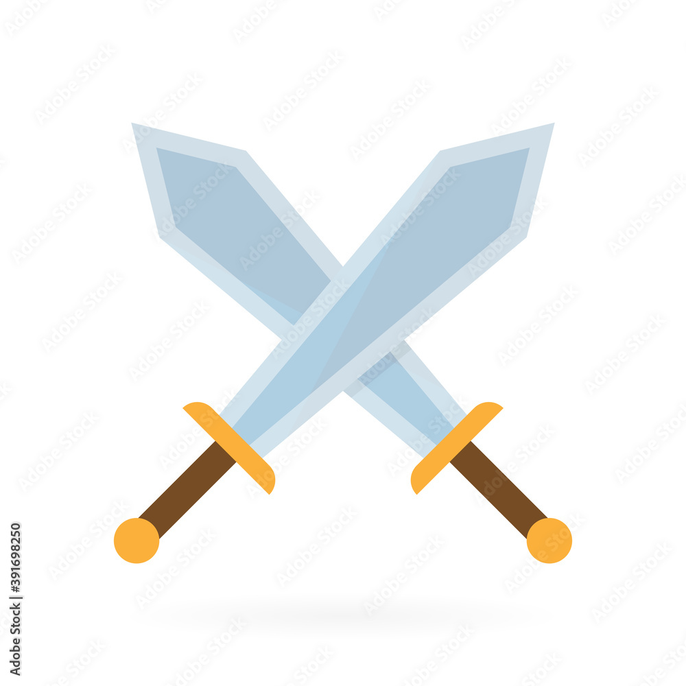 Cartoon crossed swords. Vector illustration. Medieval battle concept ...