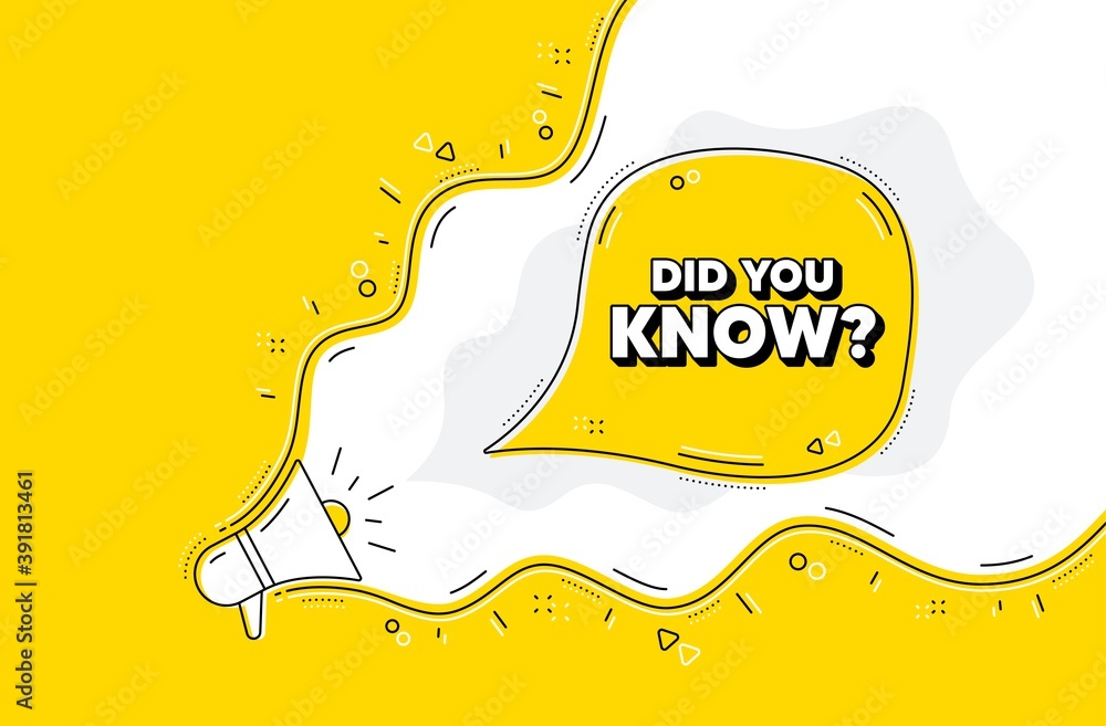 Did you know. Loudspeaker alert message. Special offer question sign ...