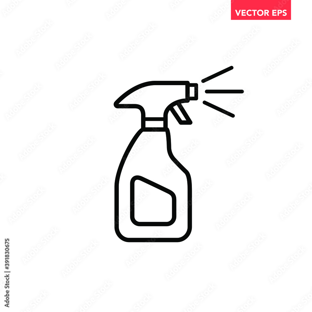 Black single spray cleaner line icon, simple clean up tool flat design ...
