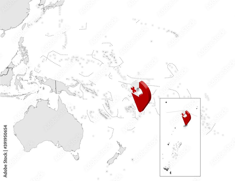 Image vectorielle Stock Location Map of Tonga on map Oceania and ...