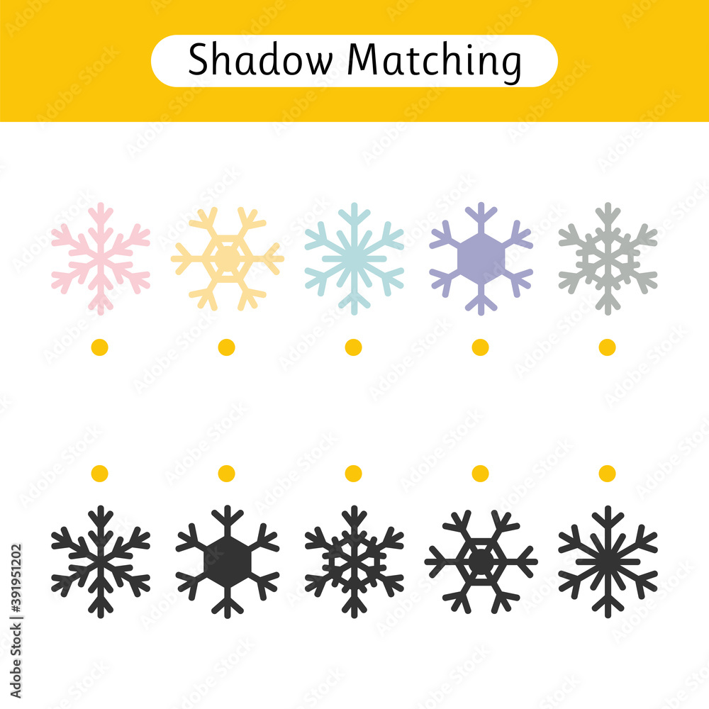 Matching games for kids. Worksheet with Christmas snowflakes. Find the ...