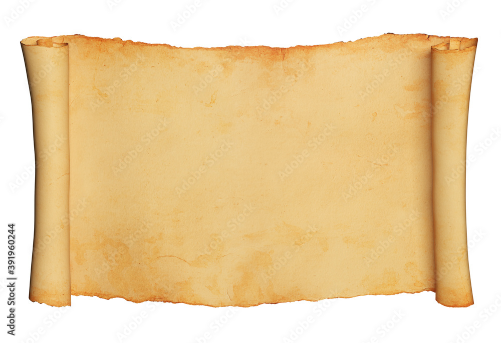 Medieval paper scroll or parchment. Clipping path included Stock ...