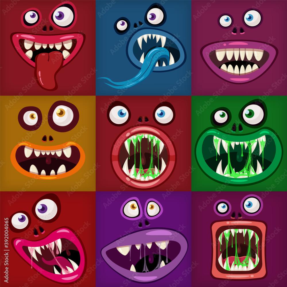 Horror Monster open mouth creepy and scary. Funny jaws teeths drool ...