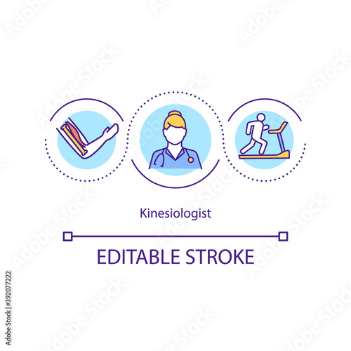 Kinesiologist concept icon. Human movement specialist idea thin line ...