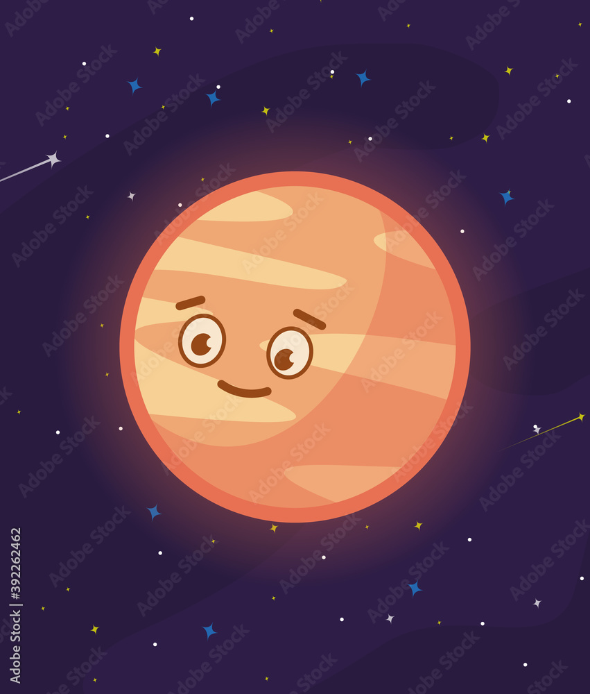 Happy jupiter planet character, cute jupiter with smiley face cartoon ...