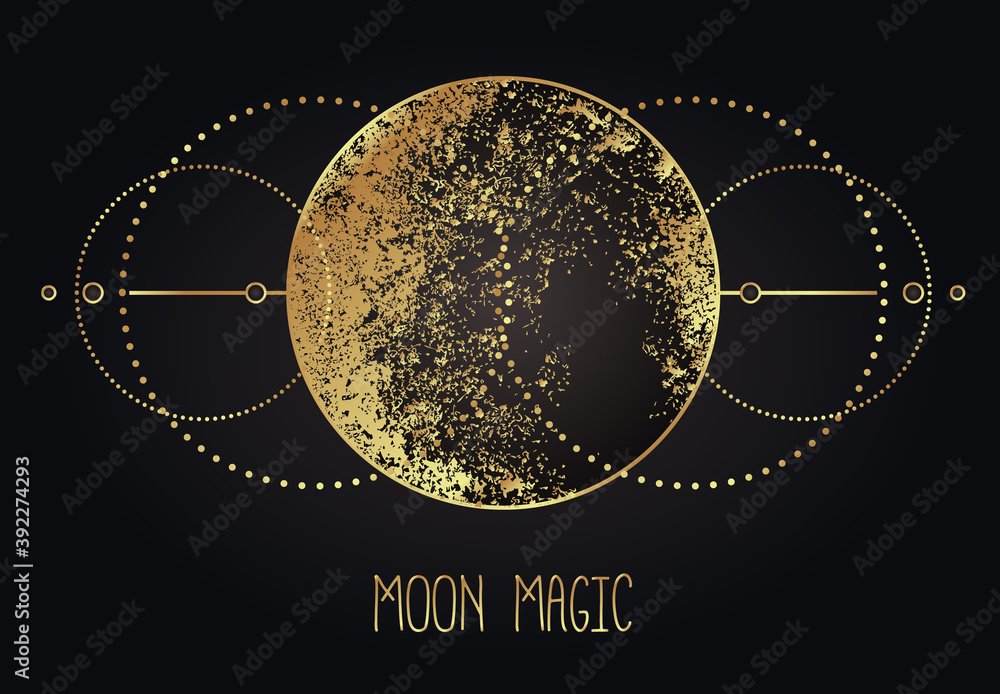 Moon magic. Triple moon pagan Wicca moon goddess symbol. Three-faced ...