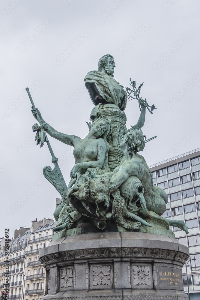 The monument to Francis Garnier in Paris, France. Monument is an ...