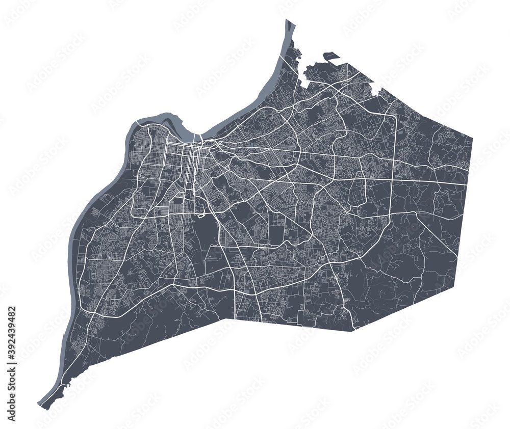 Memphis map. Detailed map of Memphis city poster with streets ...