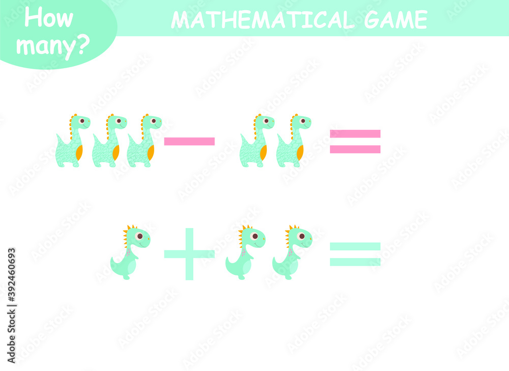 examples of addition and subtraction with dinosaurs. educational page ...