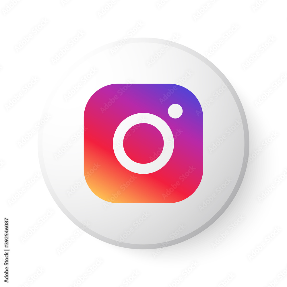 Instagram Circle Button with Multicolor Logo. Social Media Icon with ...