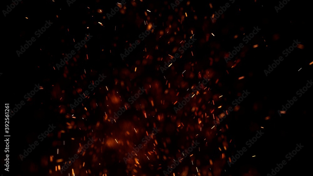 Realistic Burning fire sparks and embers with illuminating light ...