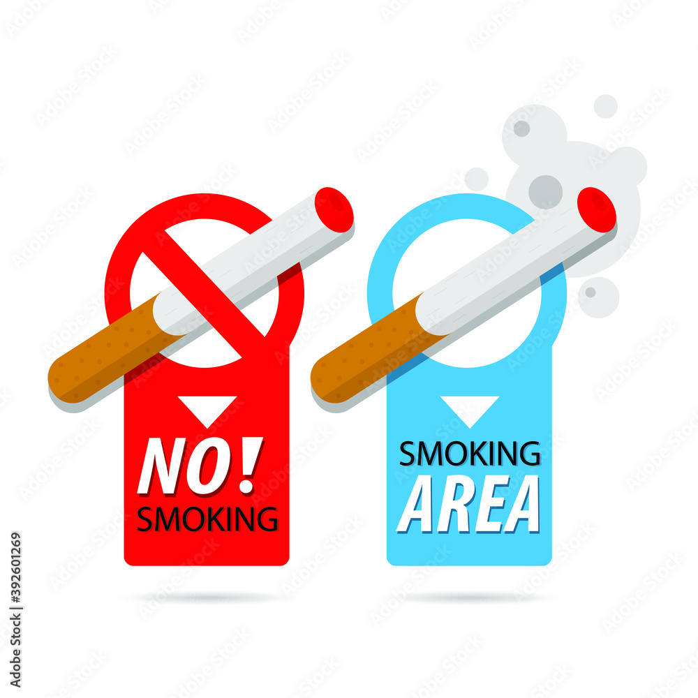 No smoking and Smoking area. smoking cigarette, fire hazard risk icon ...