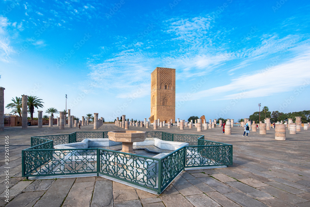 The Mausoleum of Mohammed V and the Hassan Tower on the Yacoub al ...