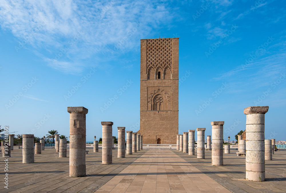 The Mausoleum of Mohammed V and the Hassan Tower on the Yacoub al ...