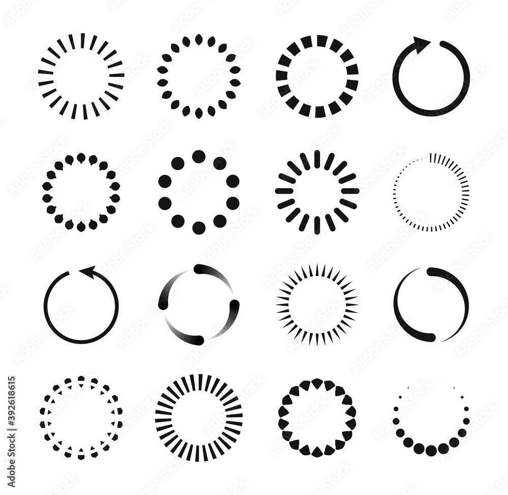 Loader icon vector circle button. Load sign symbol progress bar for upload download round ...