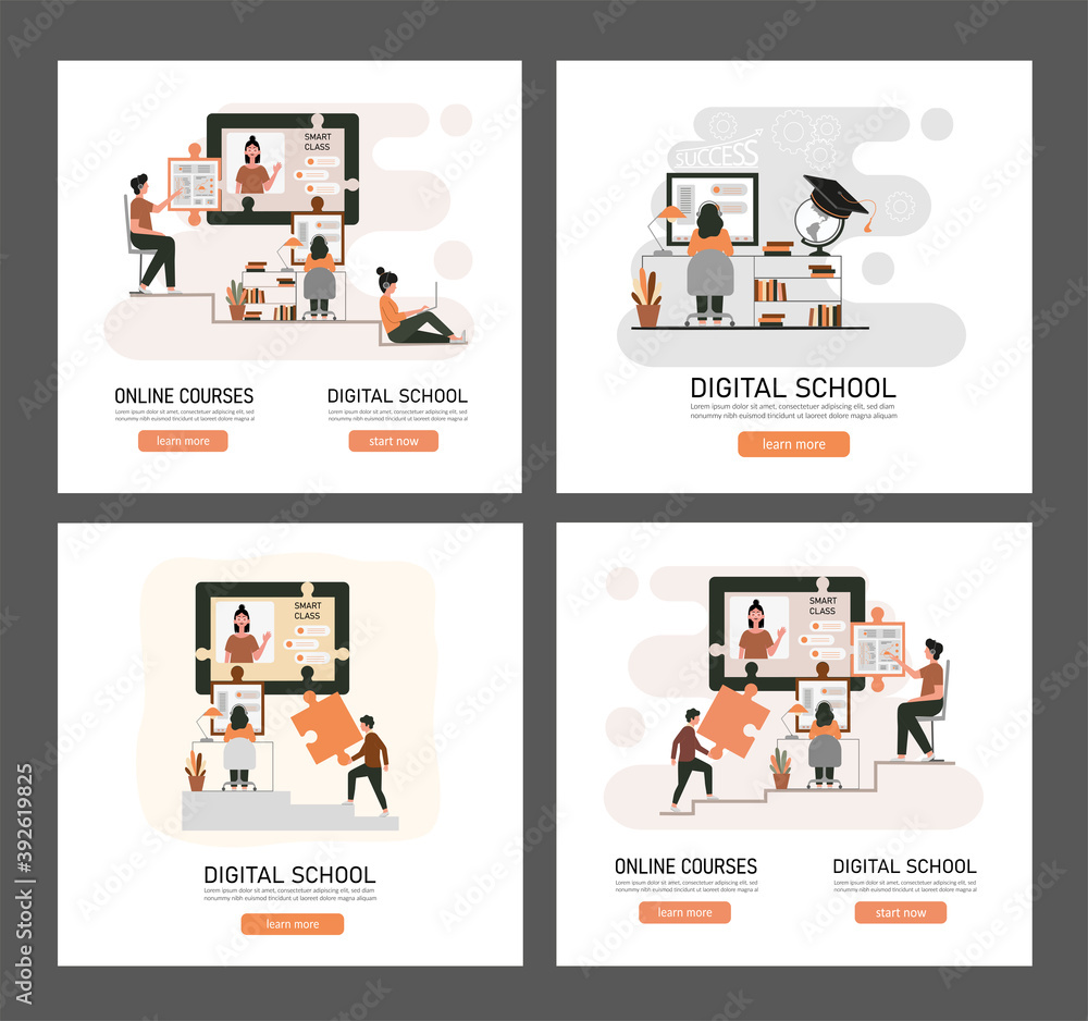 E-learning, online education at home concept. Distance education ...