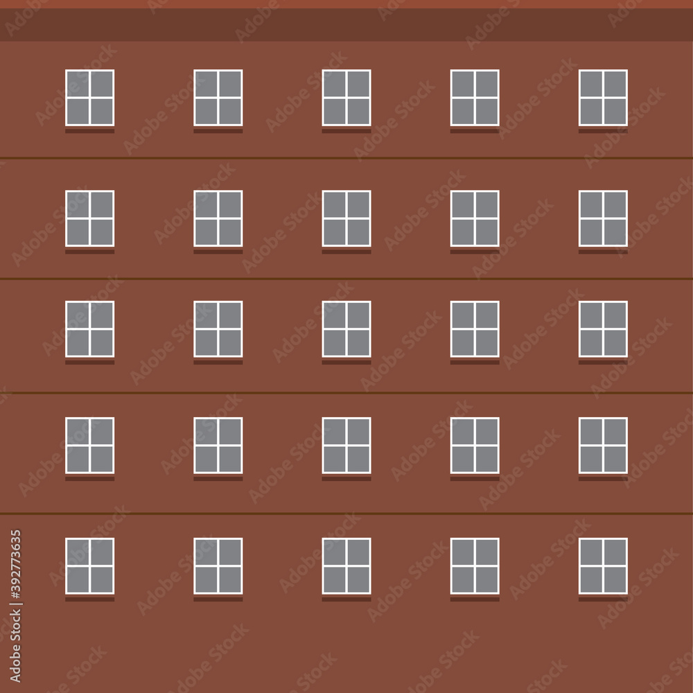 Flat Design Side View Building Window Wall Vector Illustration. Stock ...