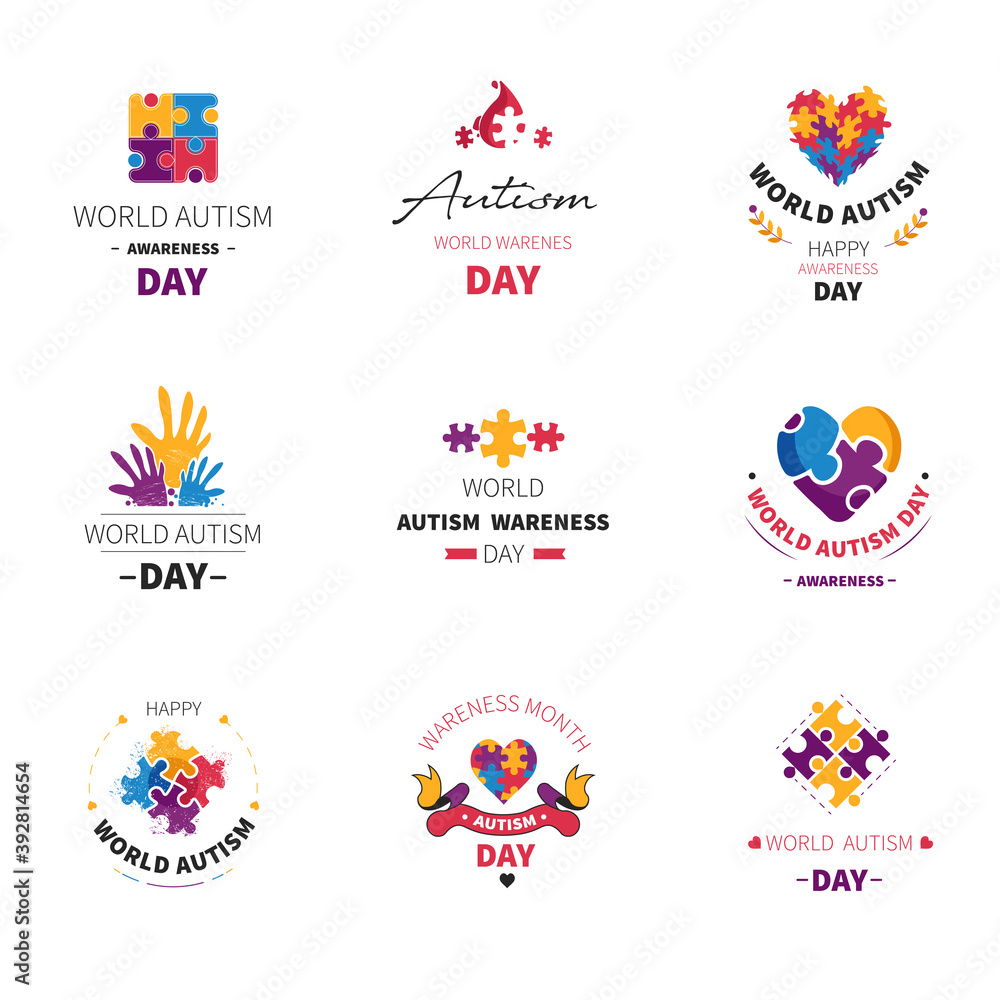 World autism day isolated icon puzzle and hands Stock Vector | Adobe Stock