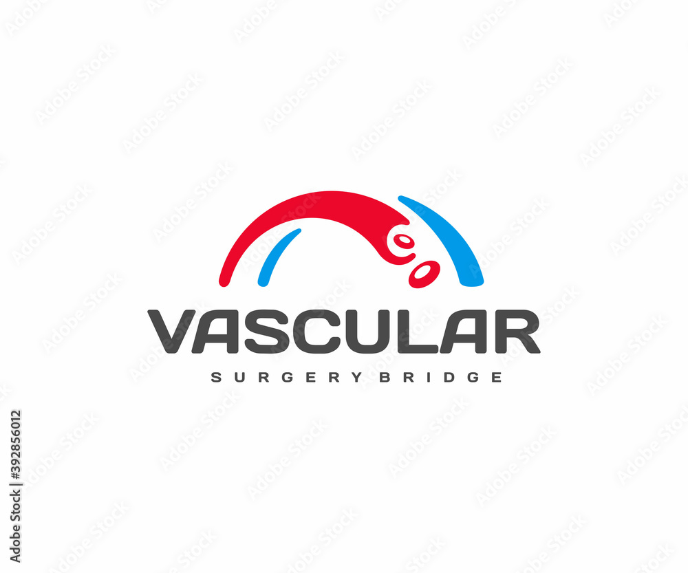 Vascular bridge logo design. Red blood cells in vein and artery vector ...