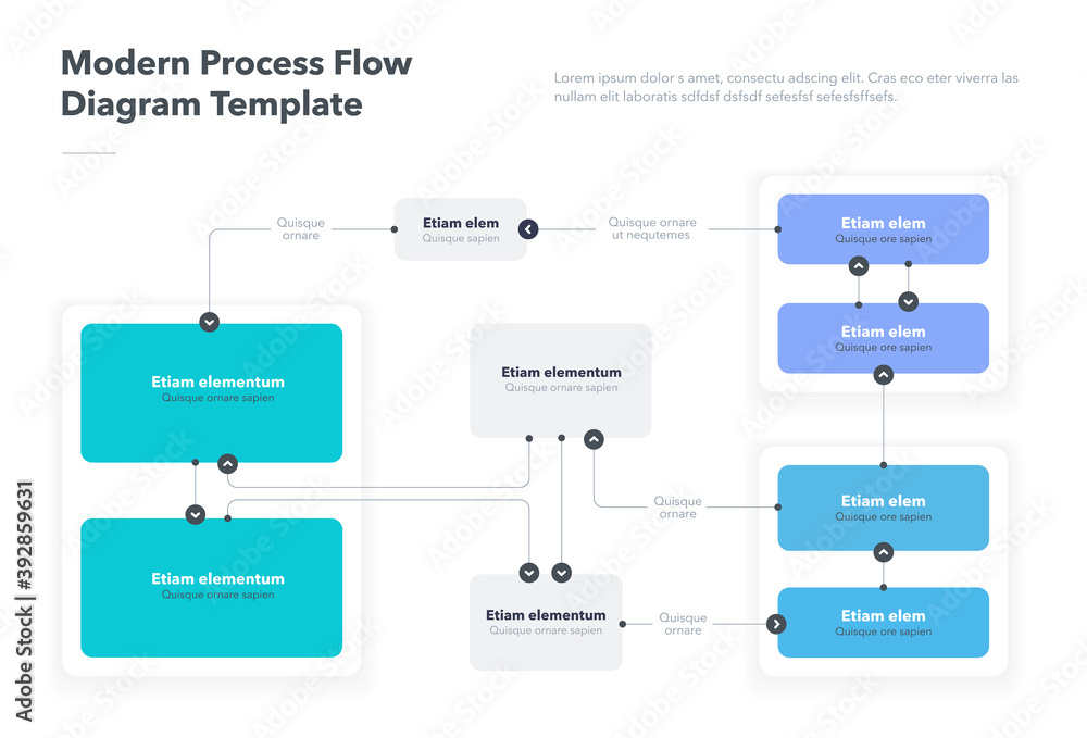 Modern process flow diagram template. Flat infographic, easy to use for ...