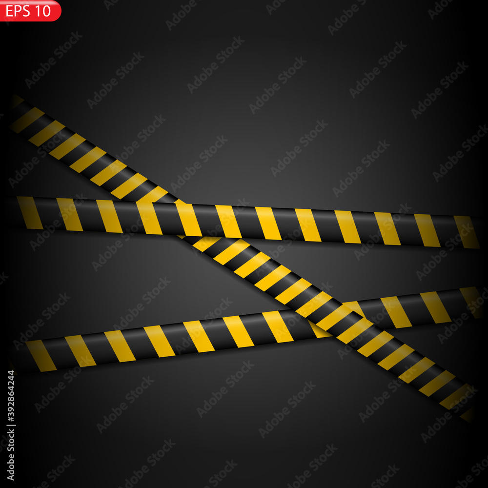 Black and color caution lines isolated. Realistic warning tapes. Danger ...