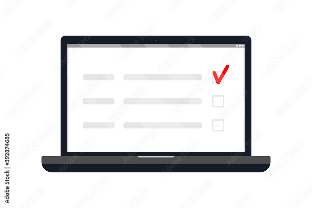 Laptop screen with checklist document. Concept of paper checklist and ...