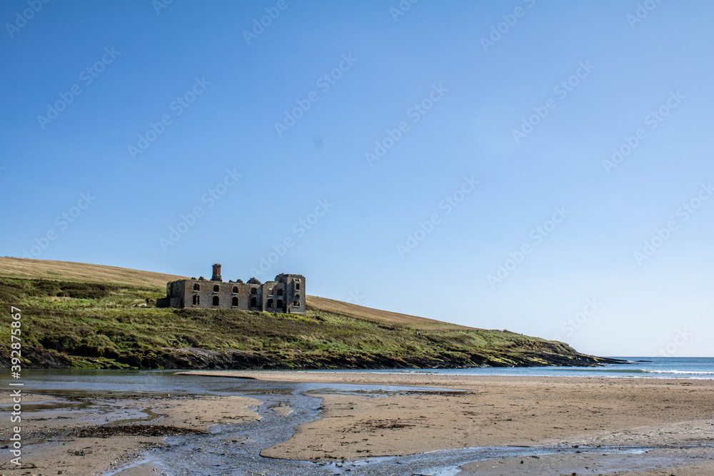 Abandoned coast guard station located near Howes strand, a small lonely ...