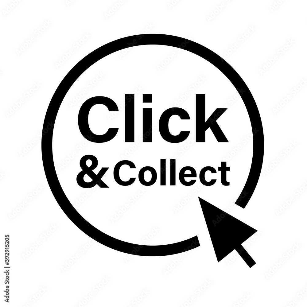 Click and collect label icon. Clipart image isolated on white ...