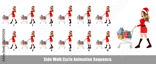 Christmas Santa Girl Walk Cycle Animation, Loopable Walk cycle ...