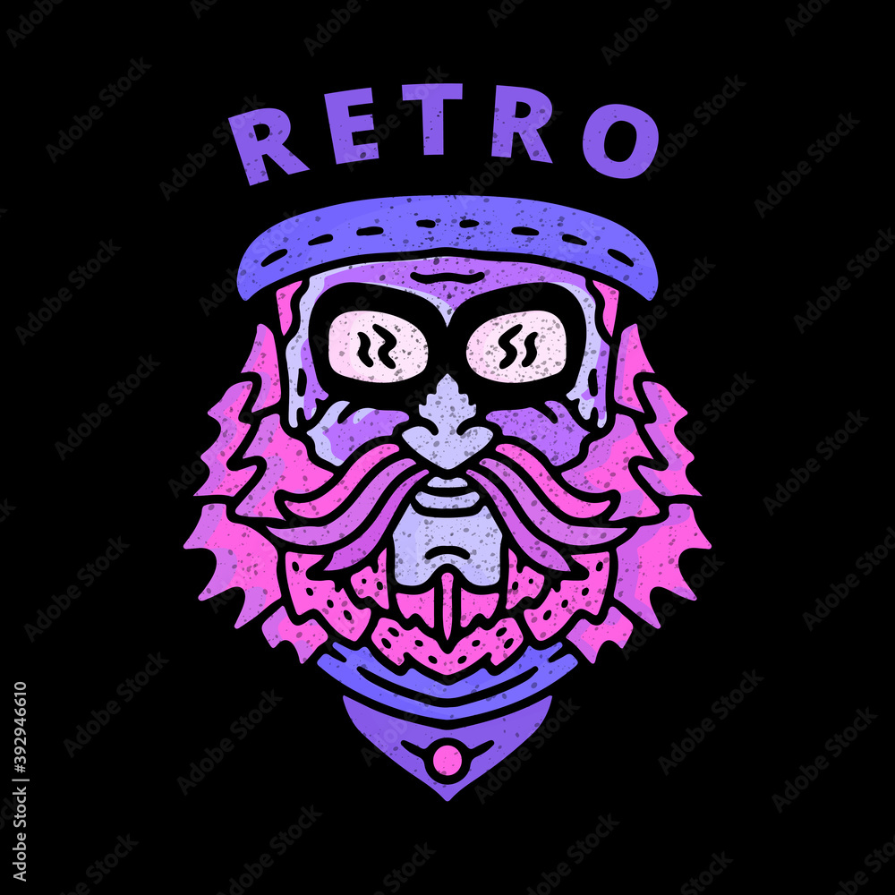 design of retro bearded man with riders style. illustration for poster ...