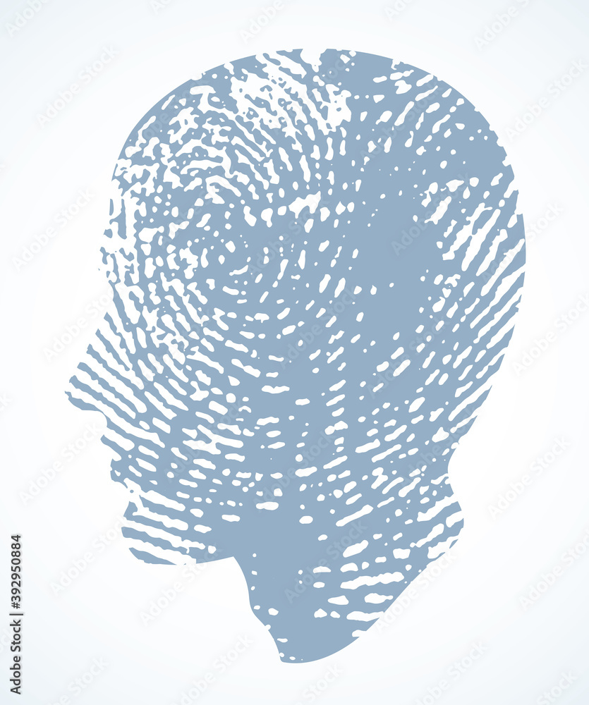 Fingerprint. Vector drawing black person head Stock Vector | Adobe Stock