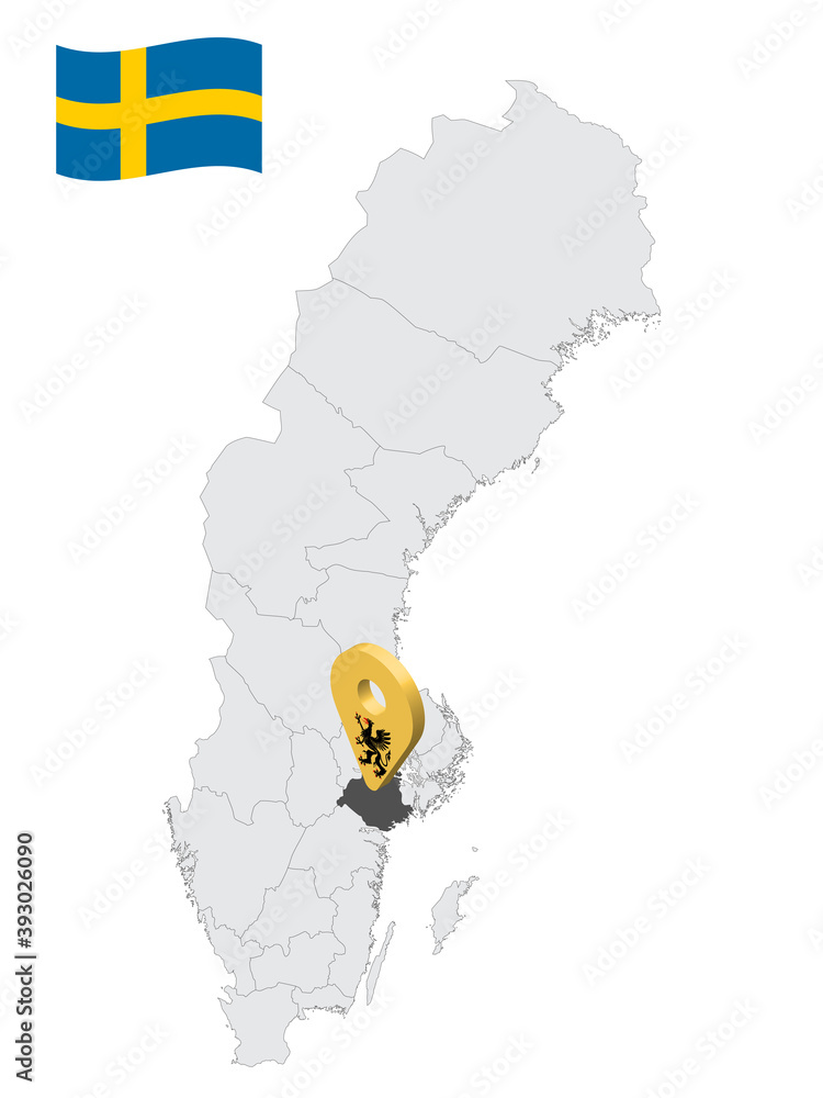 Location Sodermanland County on map Sweden. 3d location sign similar to ...