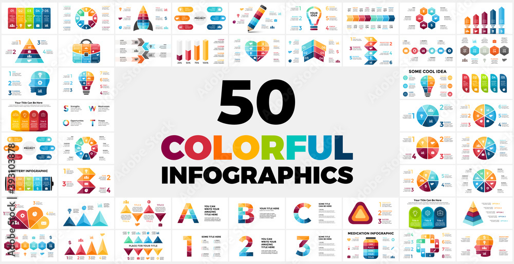 50 Colorful Infographic templates for your presentation. Includes tons ...