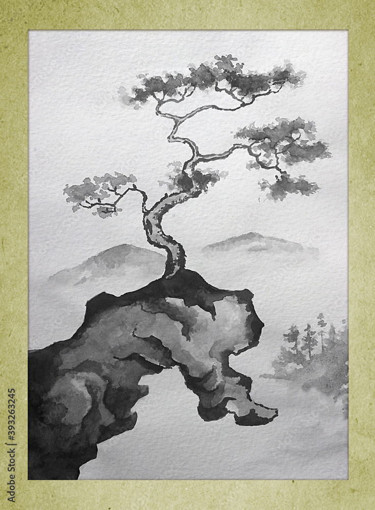 Japanese Ink Painting Tree