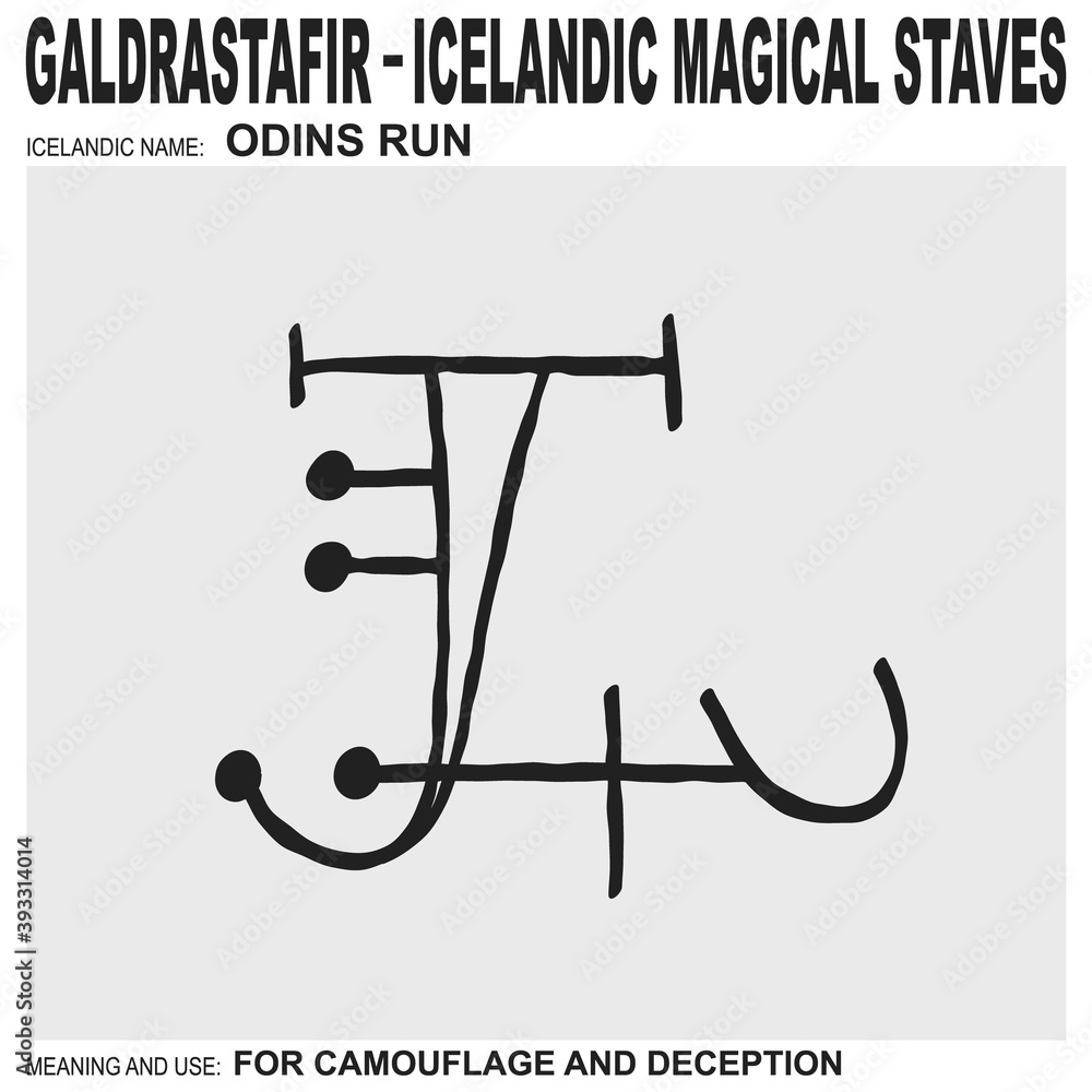 vector icon with ancient Icelandic magical staves Odins run. Symbol ...