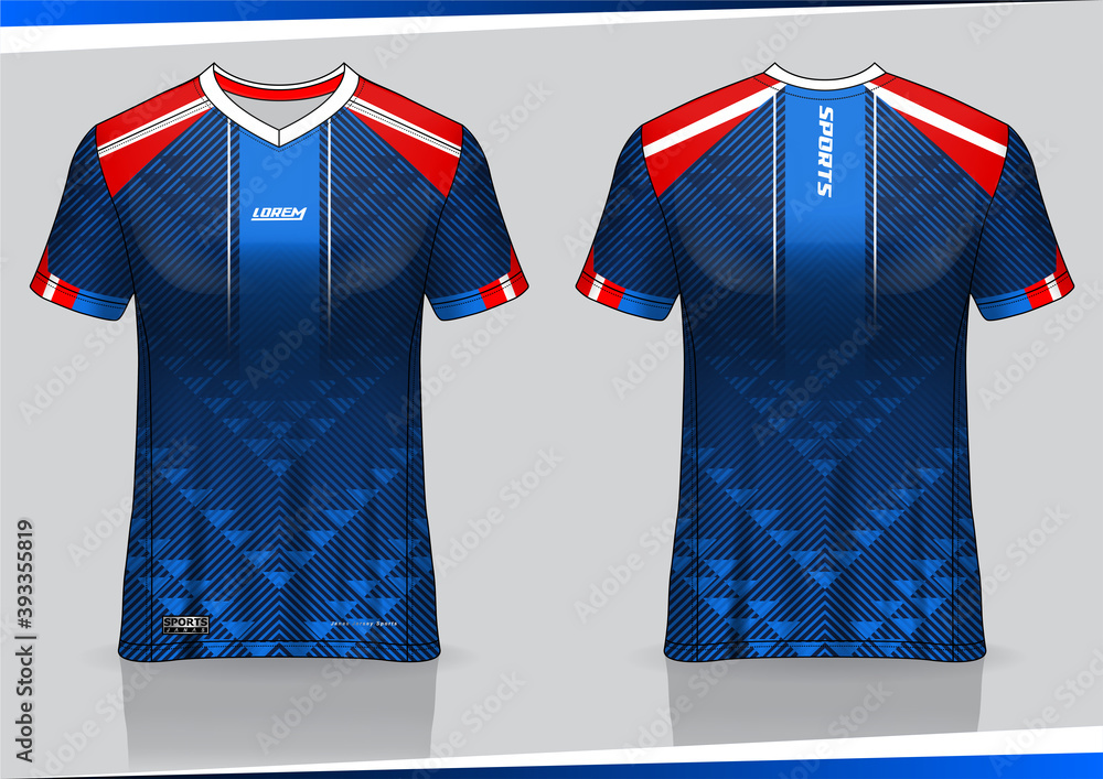 Jersey mockup. t-shirt sport design template for runner, uniform front and back view. blue color ...