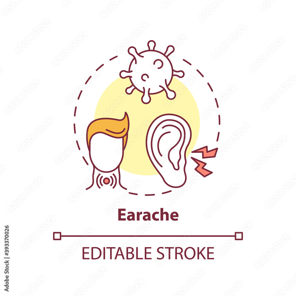 Vector de Stock Earache concept icon. Sore throat complication idea thin line illustration ...