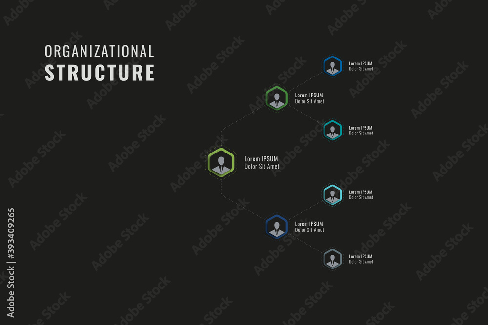 Horizontal organizational structure of the company template. Multicolor ...